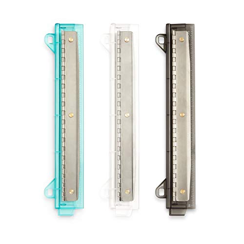 Blue Summit Supplies Set of 3 Hole Punch for Binder, Plastic Portable Ruler with Hole Puncher for Binder or Notebook, Easy to Use Flat Hole Punch for School or Office Use, Assorted Colors, 3 Pack