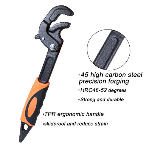 boeray 2 Pack Adjustable Wrench Quick Multi-function Self-Adjusting Spanner Power Grip Pipe Wrench 0.6”-2.4”/14mm-60mm
