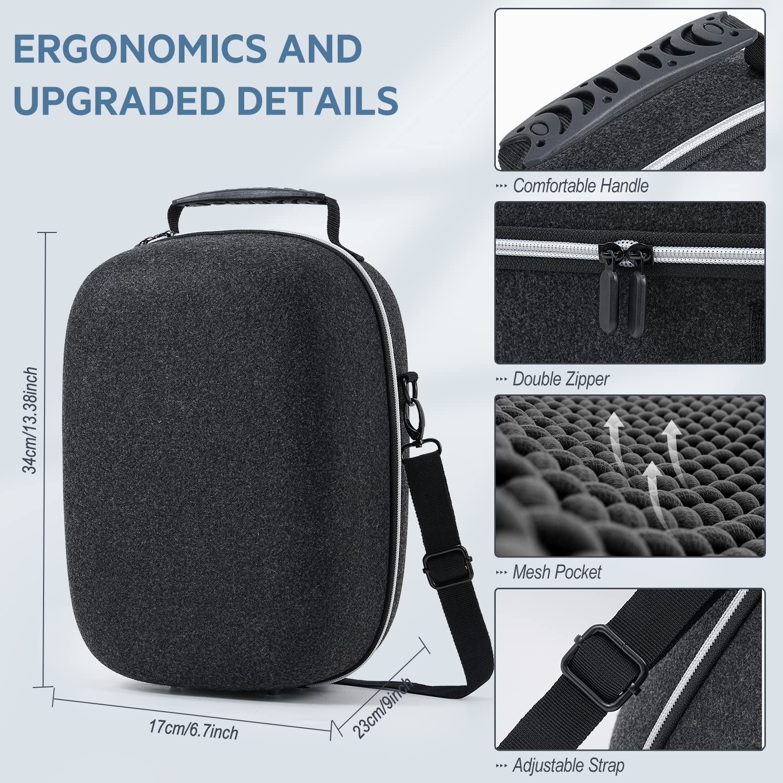 Allnice Carrying Case Compatible with Meta/Oculus Quest 3, Hard Carrying Travel Case for/Oculus Quest 3 Shockproof Waterproof EVA VR Carrying Travel Bag with Adjustable Strape Hard Storage Box (Black)