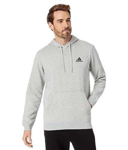 adidas Men's Essentials Fleece Hoodie, Medium Grey Heather/Black, Medium