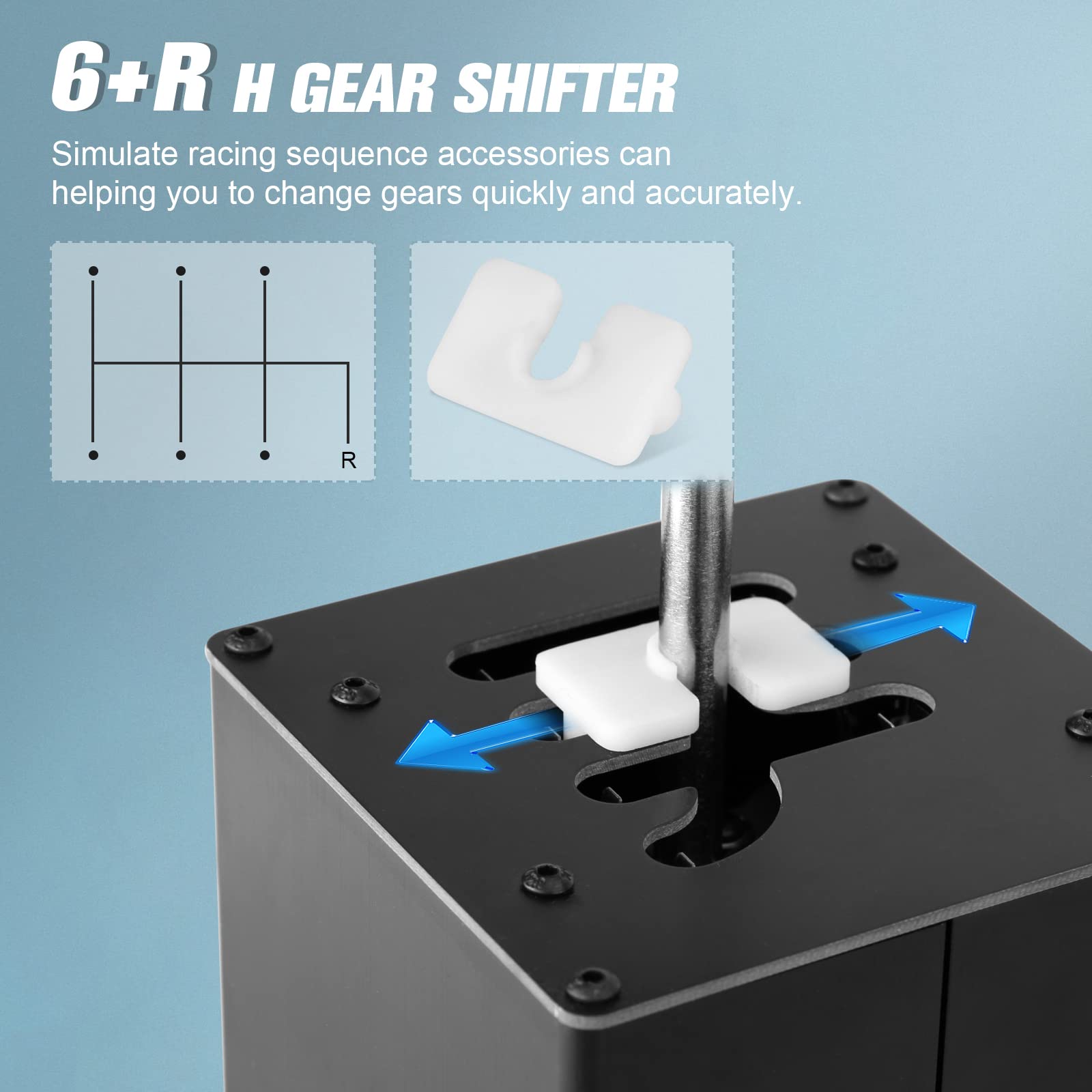 aikeec USB Simulator Shifter for ATS ETS Dust WRC Sim Racing Games H Gear shifter for Logitech G29 G27 G25 G920 Thrustmaster T300RS/GT Steering Wheel PC Windows (Sequential clip, White)