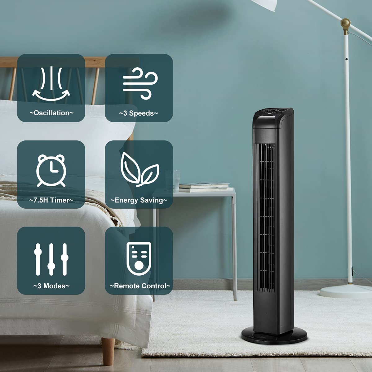 Evaporative Air Cooler, MEPTY Swamp Cooler with 4.2 Gallons Water Tank, Remote Control, 3 Modes & Speeds, 90°Oscillation, 12H Timer, Portable Air Cooler for Home, Office (31 Inch) (Black)