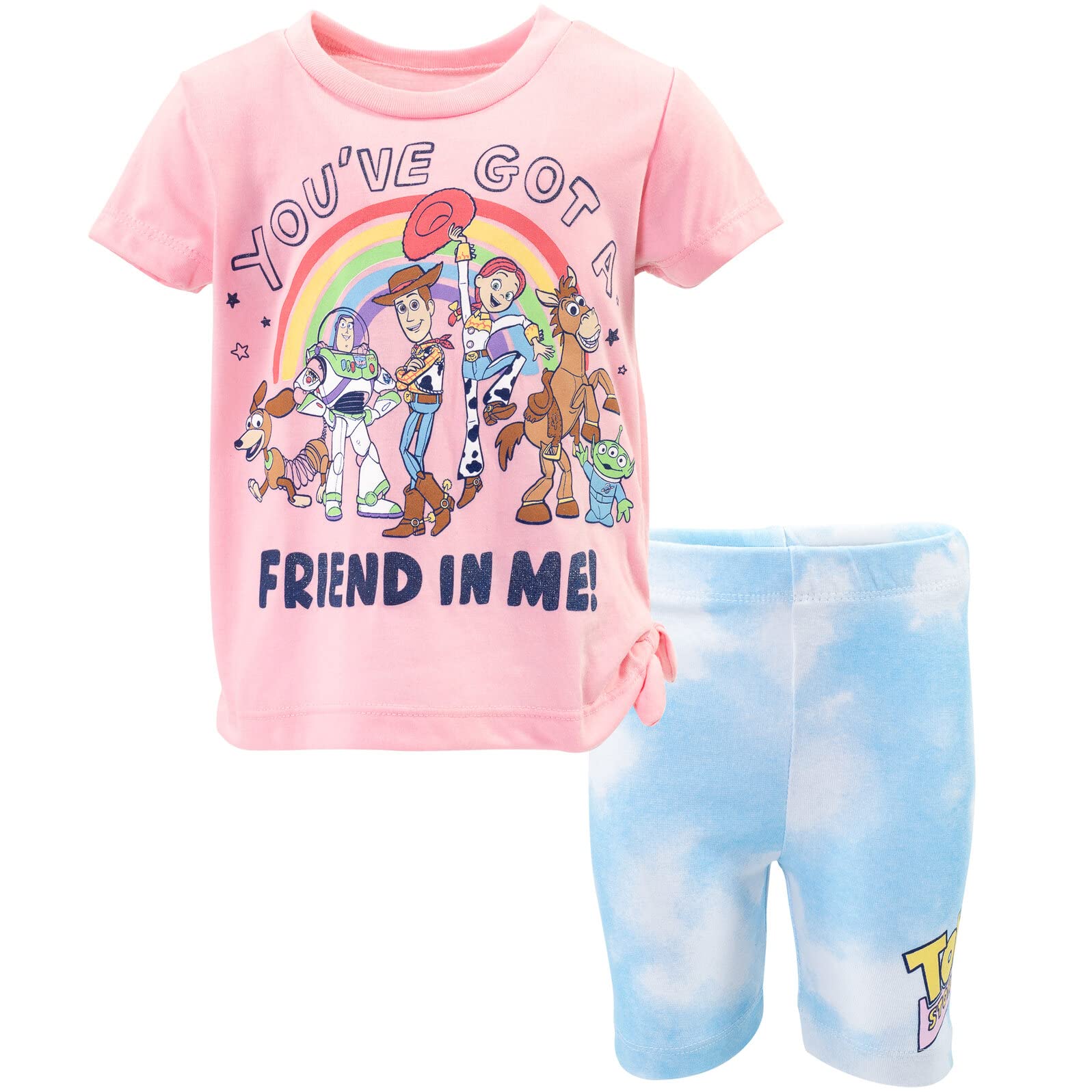 Disney Pixar Toy Story Woody Buzz Lightyear Jessie Toddler Girls T-Shirt and Shorts Outfit Set Toy Story Pink 4T
