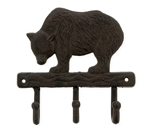 Cast Iron Bear Wall Hanger with 3 Hooks