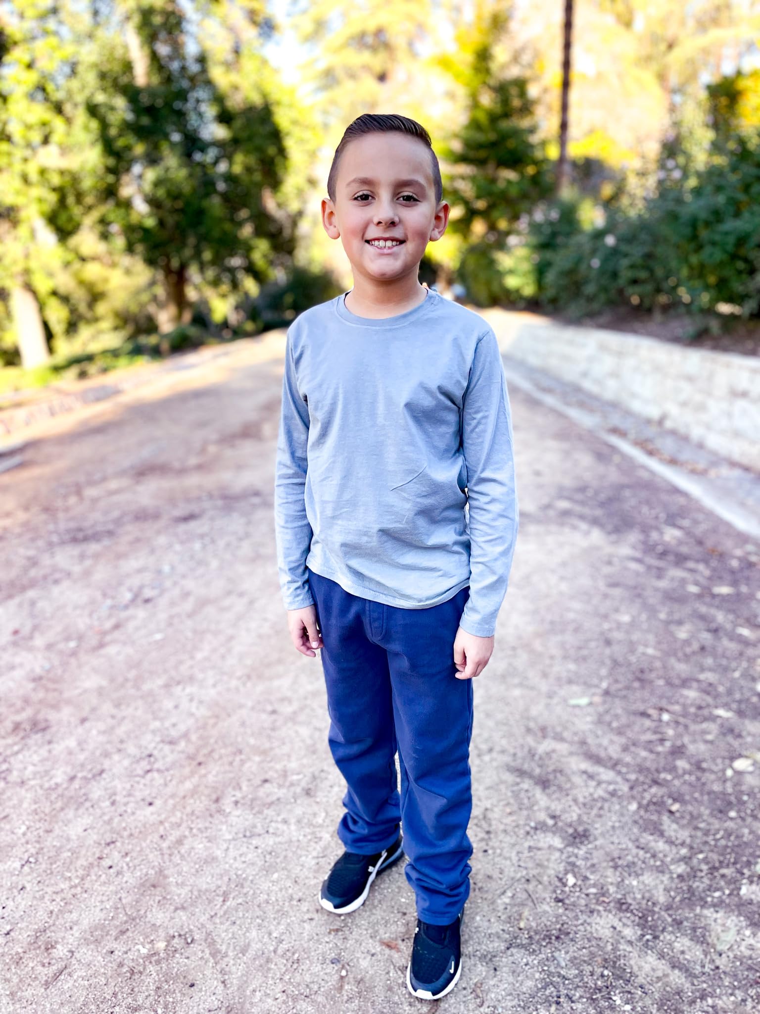 City Threads Big Boys' Cotton Long Sleeve Tee Base Layer for Fall Winter School or Play - Sensitive Skins or SPD Sensory Friendly Kids Clothing, Black, 14