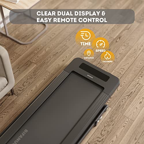 Bifanuo 2 in 1 Folding Treadmill, Smart Walking Running Machine with Bluetooth Audio Speakers, Installation-Free,Under Desk Treadmill for Home/Office Gym Cardio Fitness(Black)