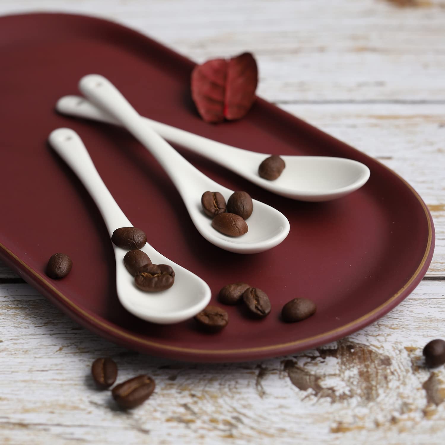 Leegg Porcelain Egg Spoons Set of 12 Ceramic Spoons Teaspoons for Coffee Tea and Desserts Spoon