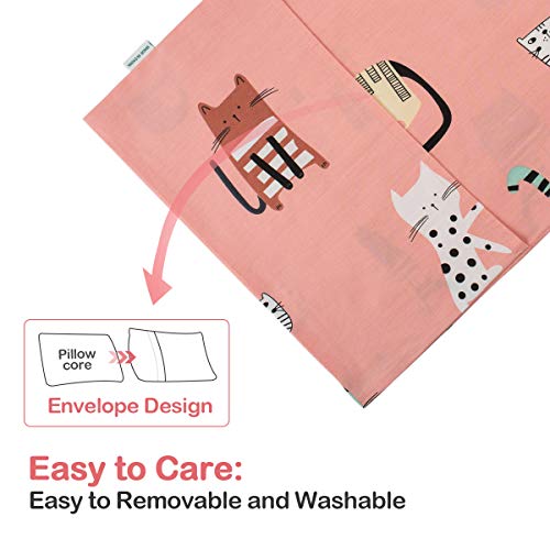 Sivio Toddler Pillowcases Ultra Soft 100% Cotton Bedding Pillow Case Cover for Child,Pink Cat 14"x19" for 13"x18",12"x16" Pillow