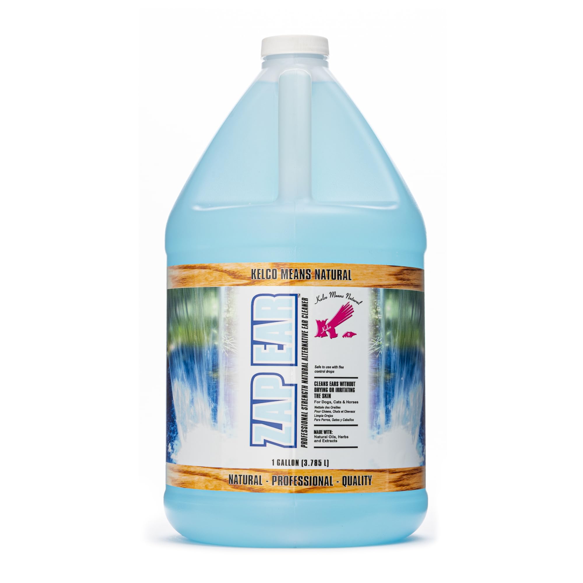 Laube Kelco Pet Ear Cleaner - Zap Ear Cleaning Solution for Dogs, Cats, Horses, and Pets - Anti-Itch Ear Wash and Debris Remover - Natural, pH Balanced, Biodegradable Vitamin E Formula (1 Gallon)