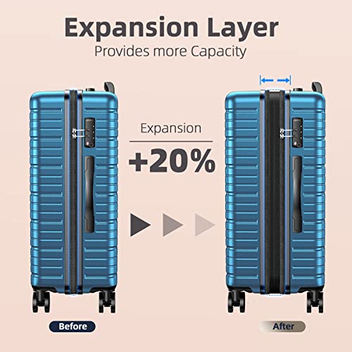 BEOW Luggage Sets Expandable Lightweight Suitcases with Wheels PC+ABS Durable Travel Luggage TSA Lock Navy Blue 4pcs