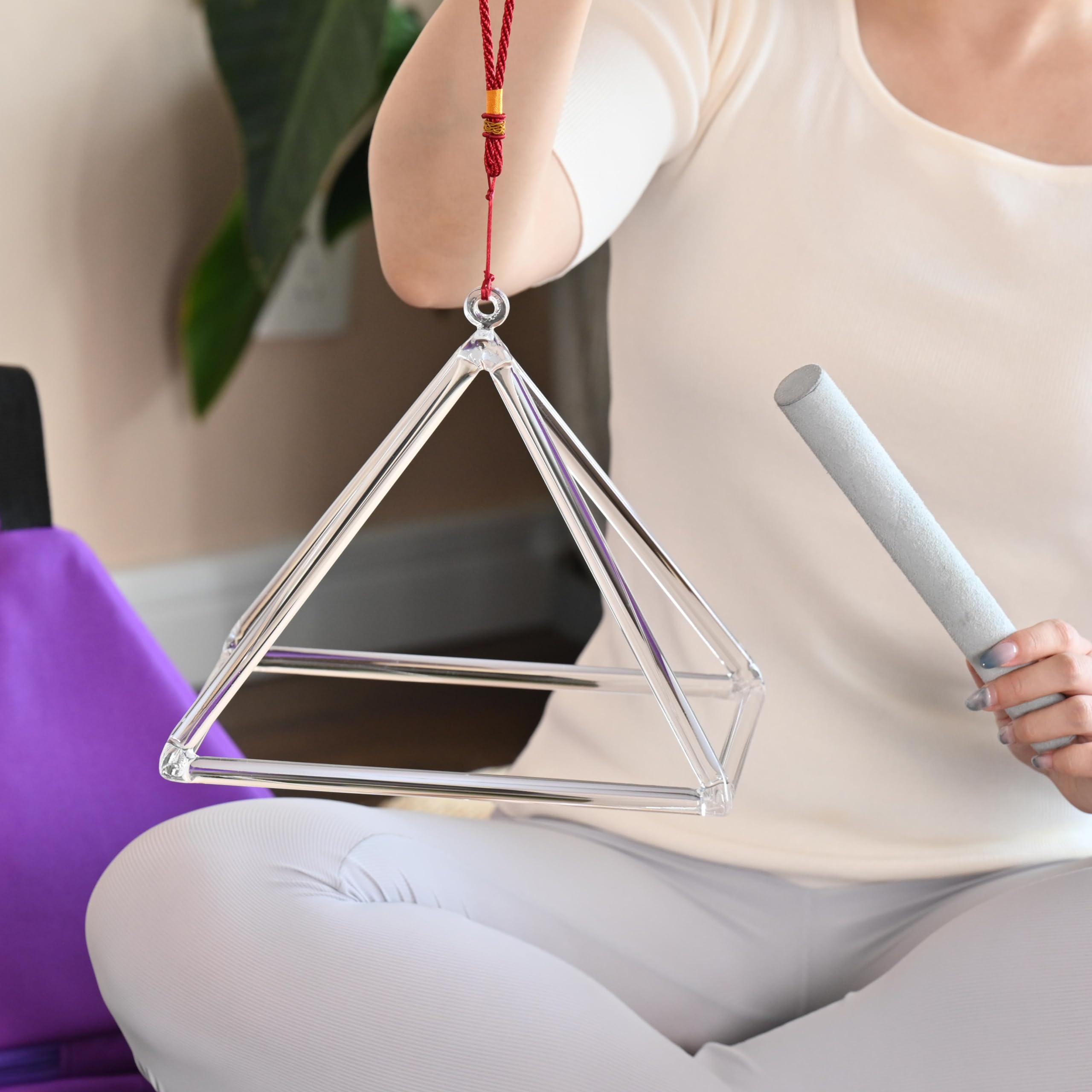 CVNC 12 Inch Quartz Crystal Singing Pyramid Healing Musical Instrument + Carry Case Bag For Sound Healing Meditation