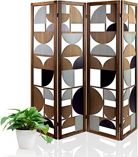 ECOMEX 4 Panel Room Divider,Freestanding Folding Room Divider Screen, Cutout Room Divider Wall, Room Dividers and Room Partition for Home Office（Classic Color）