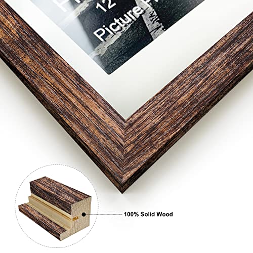 Finefrarm 12x16 Frames Set of 3 Display Pictures 11x14 with Mat or 12x16 Diamond Paintings Without Mats Farmhouse Distressed Picture Frames Wall Art for Living Room Wall Mounting Decor - Multicolour