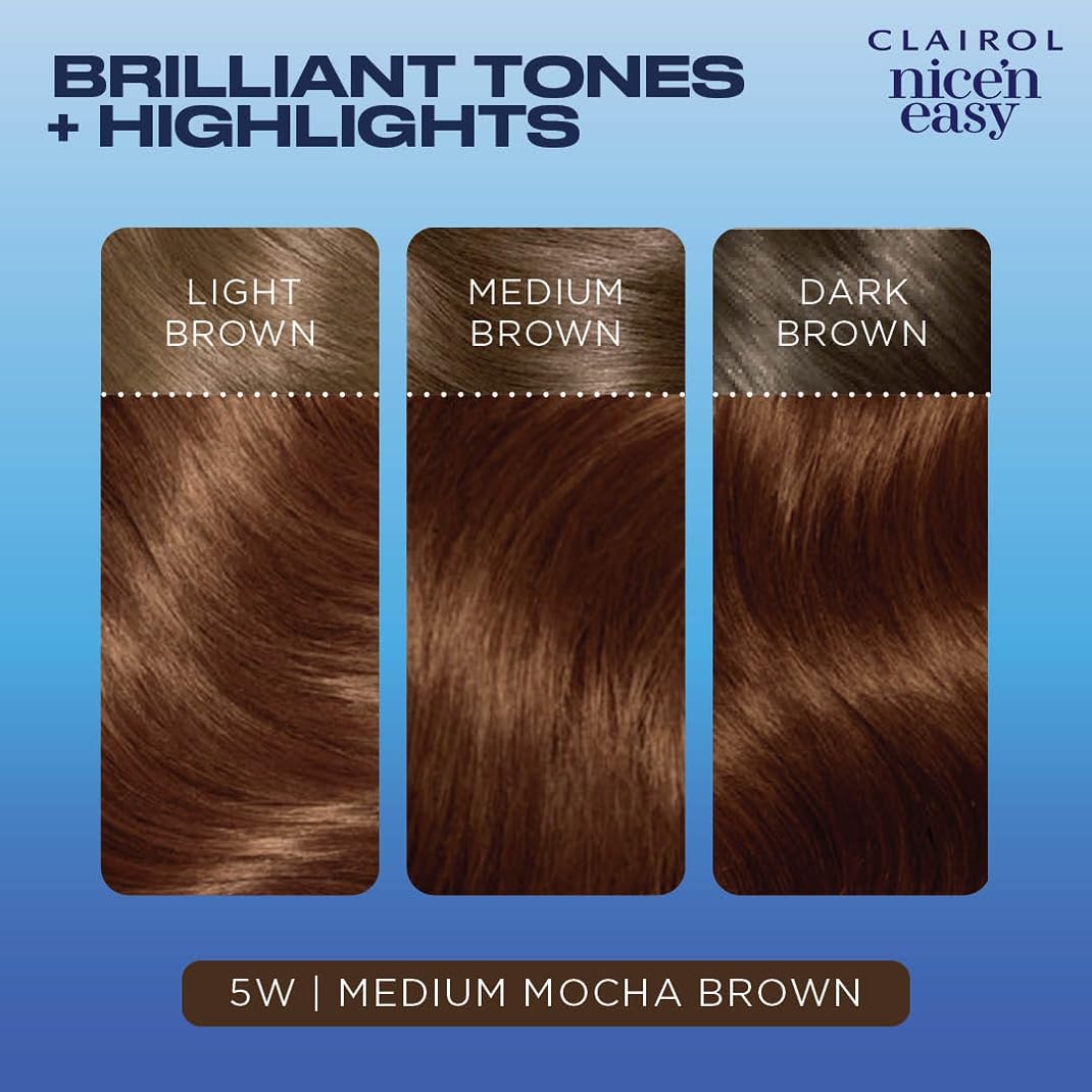 Clairol Nice'n Easy Permanent Hair Dye, 5W Medium Mocha Brown Hair Color, 1 Count