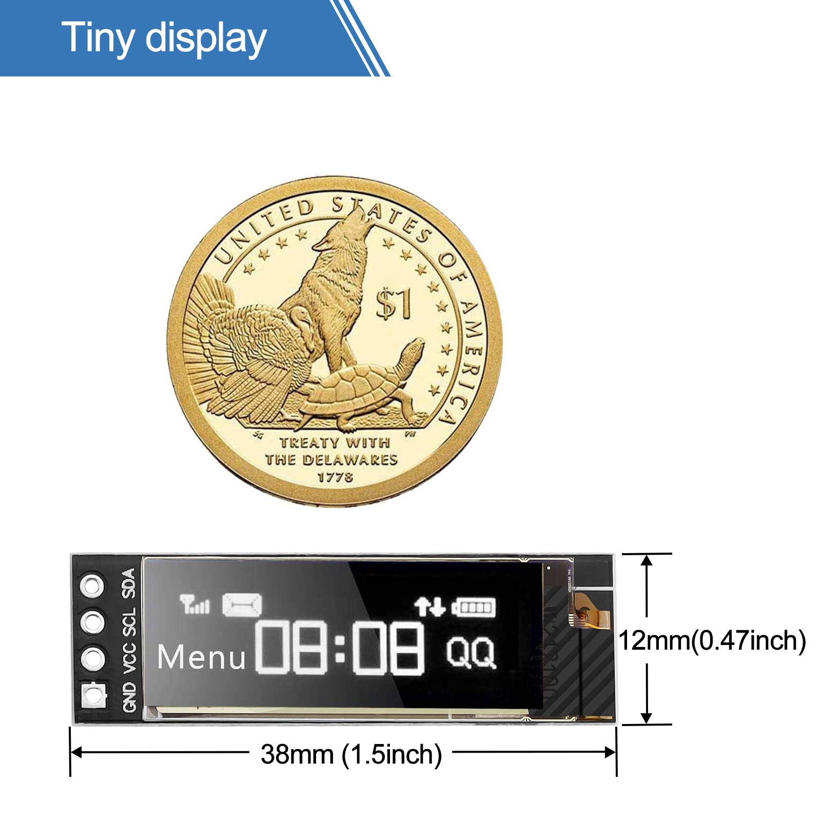 MakerFocus 2pcs I2C OLED Display Module 0.91 Inch I2C SSD1306 OLED Display Module White I2C OLED Screen Driver DC 3.3V~5V for Arduino ESP8266 ESP32 STM32