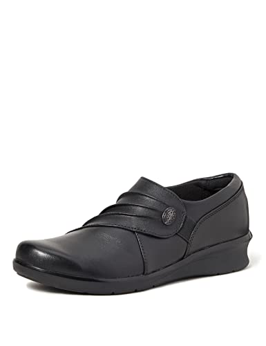 Clarks Women's Hope Roxanne Loafer, Black Leather, 9.5 W US