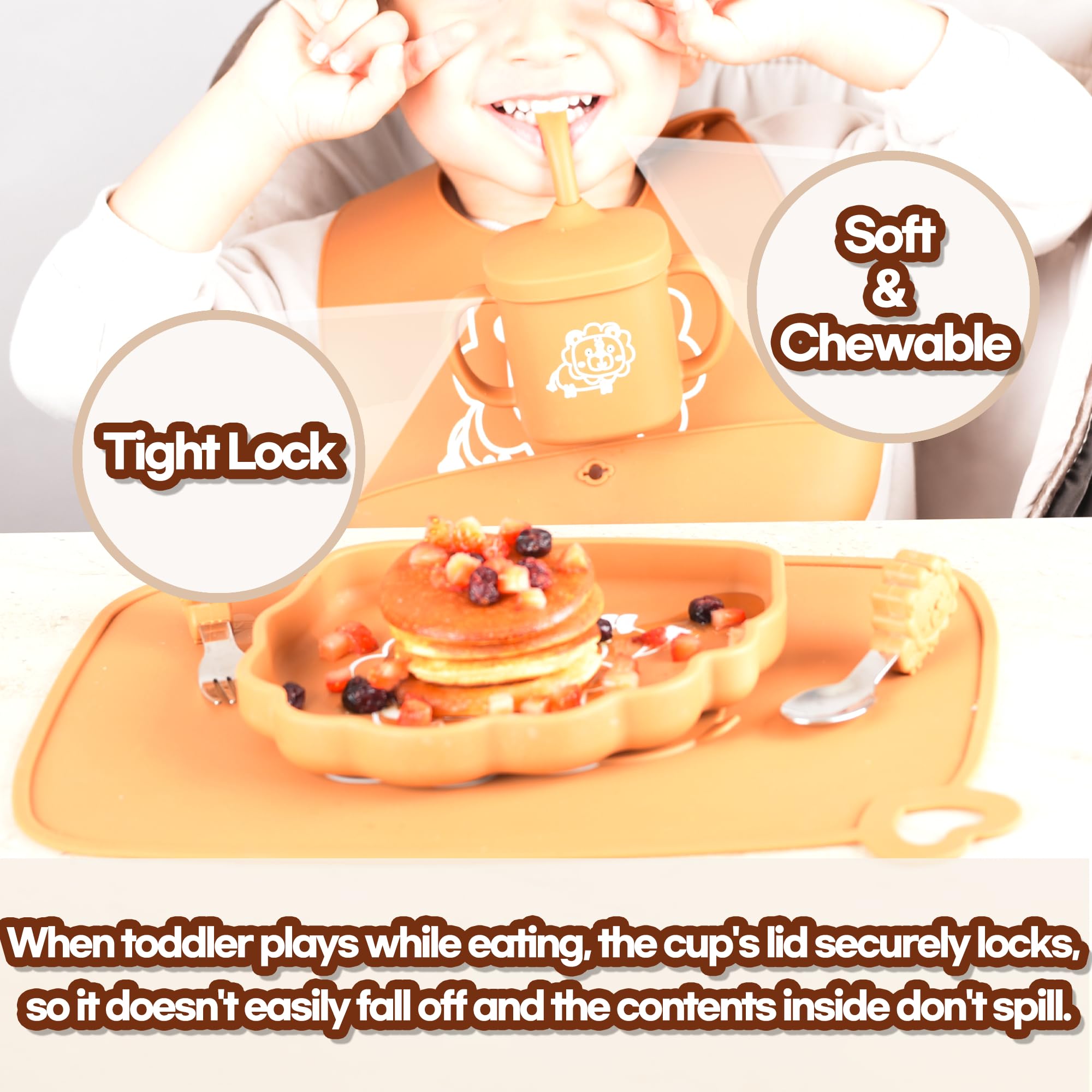 LUCK HEAVEN - Silicone Baby Feeding Set(Rabbit), Baby Led Weaning Supplies with Suction Bowl, Toddler Self Feeding Dish Set with Spoons Forks Sippy Cup Adjustable Bib
