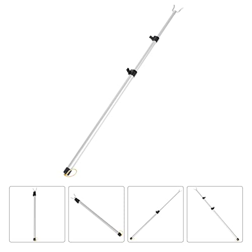 DOITOOL Hanger Retriever Pole with Hook- Adjustable 50 INCH High Reach Garment Hook- Extendable Reaching Stick Pole to Easily Reach Clothes and Closet Poles ( Silver )