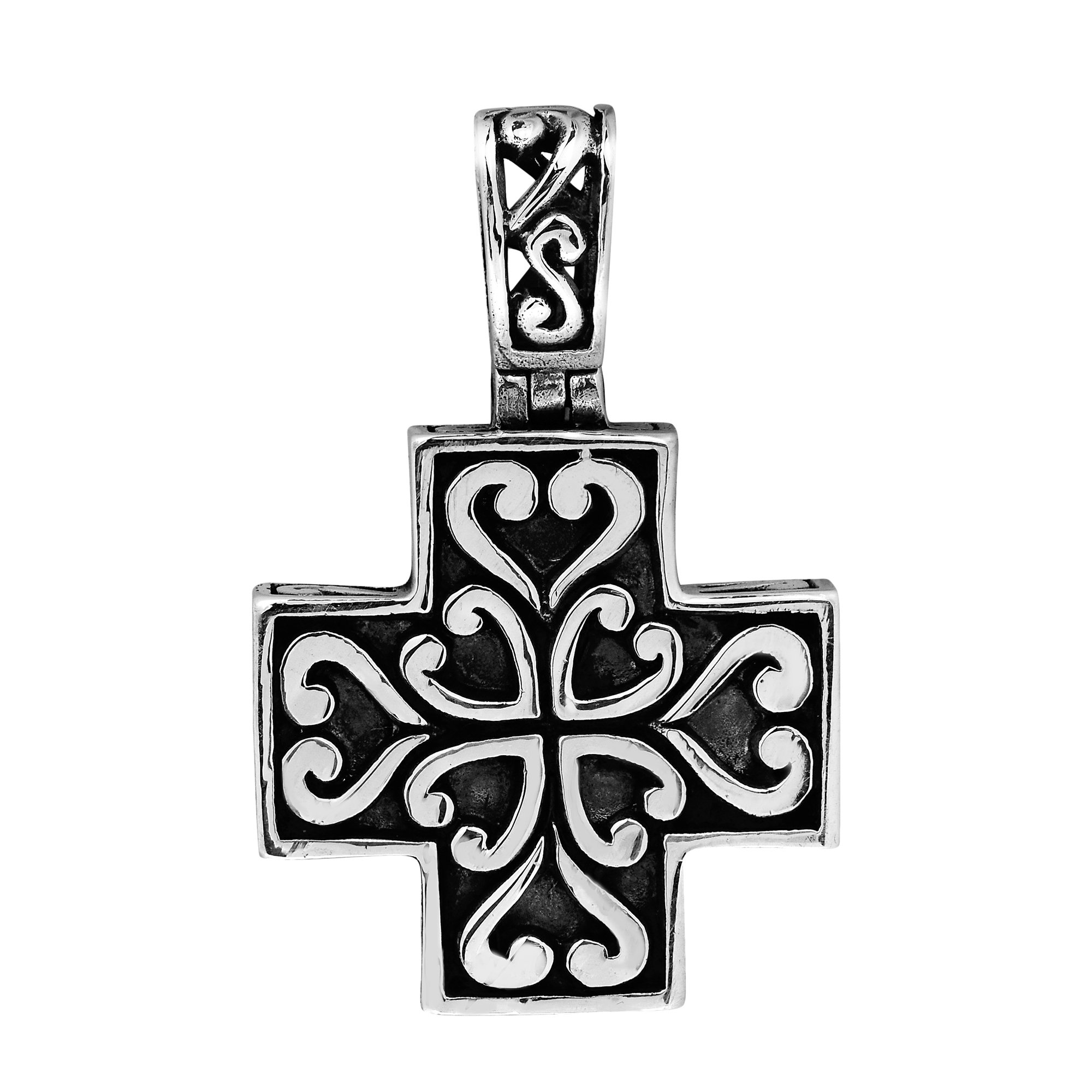 AeraVida Beautiful Heart Greek Cross .925 Sterling Silver Pendant