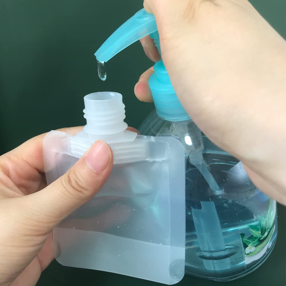6pcs Travel Size Plastic Refillable Pouches Empty Squeeze Bag Reusable Toiletry Pouch Containers Stand Up Pouch with Spout for Liquid Cosmetic/Lotion/Shampoo/Face Wash