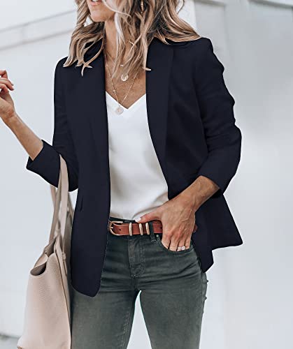 Cicy Bell Womens Casual Blazers Open Front Long Sleeve Work Office Jackets Blazer(Navy,Small)