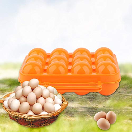 Egg Holder with Dust Proof & Double Side Plastic Storage Box Buckle for Protecting 12 Eggs(Orange)