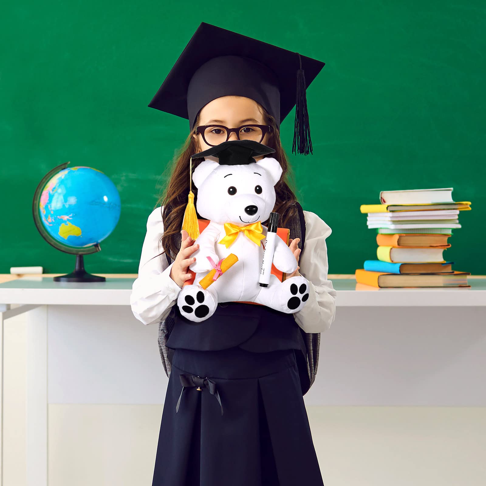 Zomiboo Graduation Autograph Stuffed Animal 2025 Smooth Fabric Stuffed Toy with Congrats Grad Plush Autograph Stuffed Animal with Black Marking Pen for Graduate Student Party(Canvas Dog)