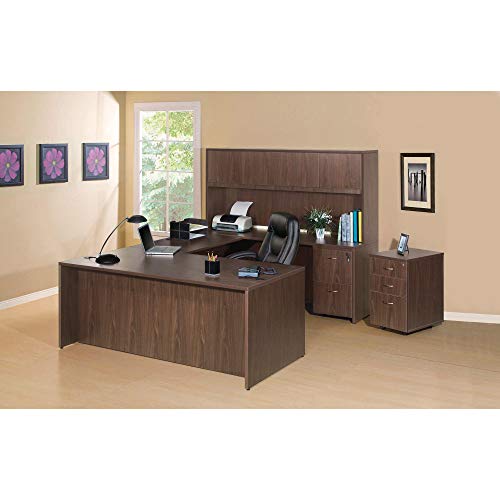 Lorell Essentials Desk Shell, Walnut Laminate