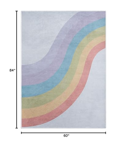 Well Woven Kids Rainbow Rug, 5' x 7', Multi Color