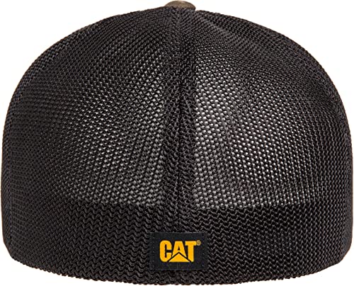 Caterpillar Men's Leather Diesel Power Flat Bill Cap, Army Moss, Large-X-Large