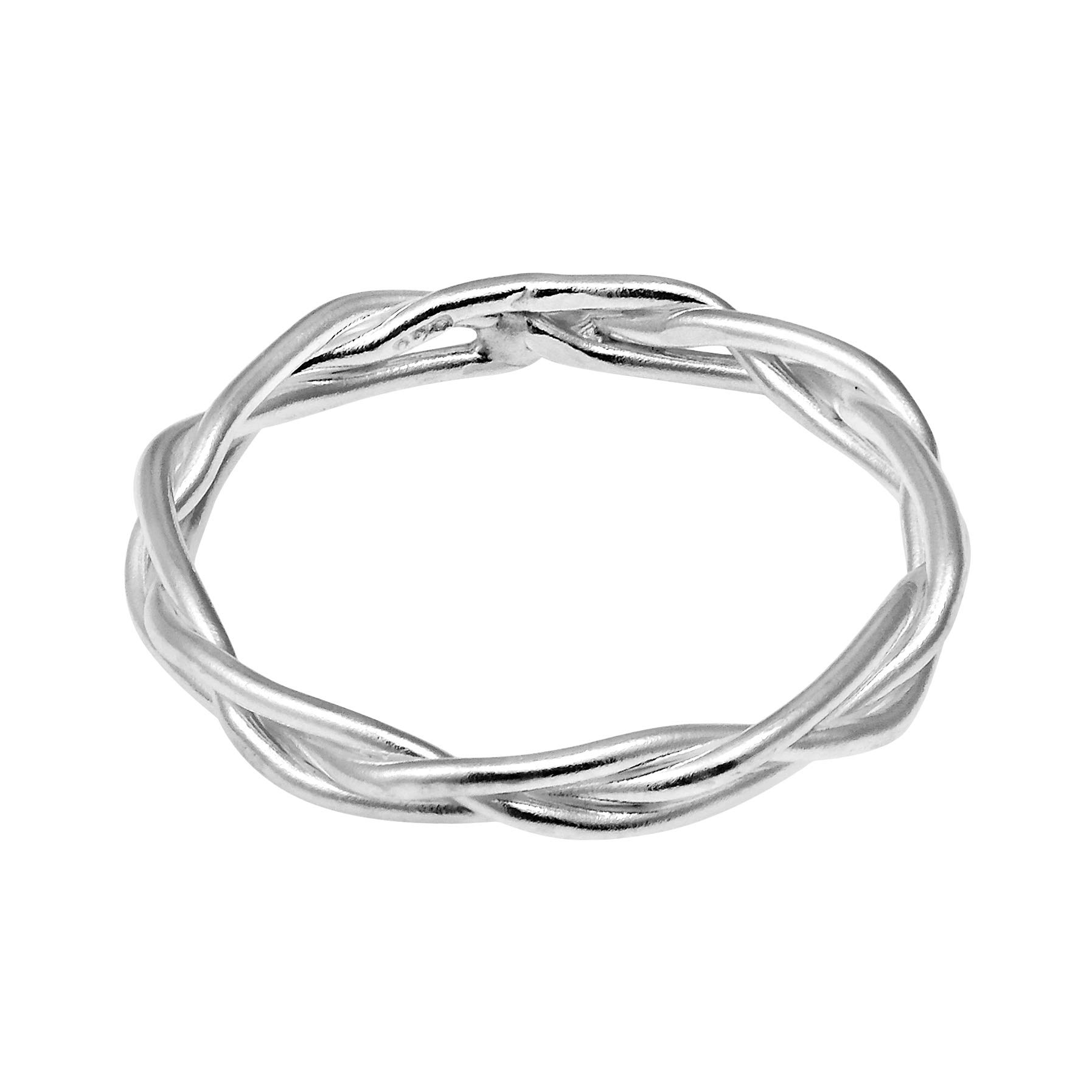 AeraVida Crown of Thorn Weave Wire Braid .925 Sterling Silver Band Ring (9) | Minimalist Stack Ring for Women | Fashion Jewelry