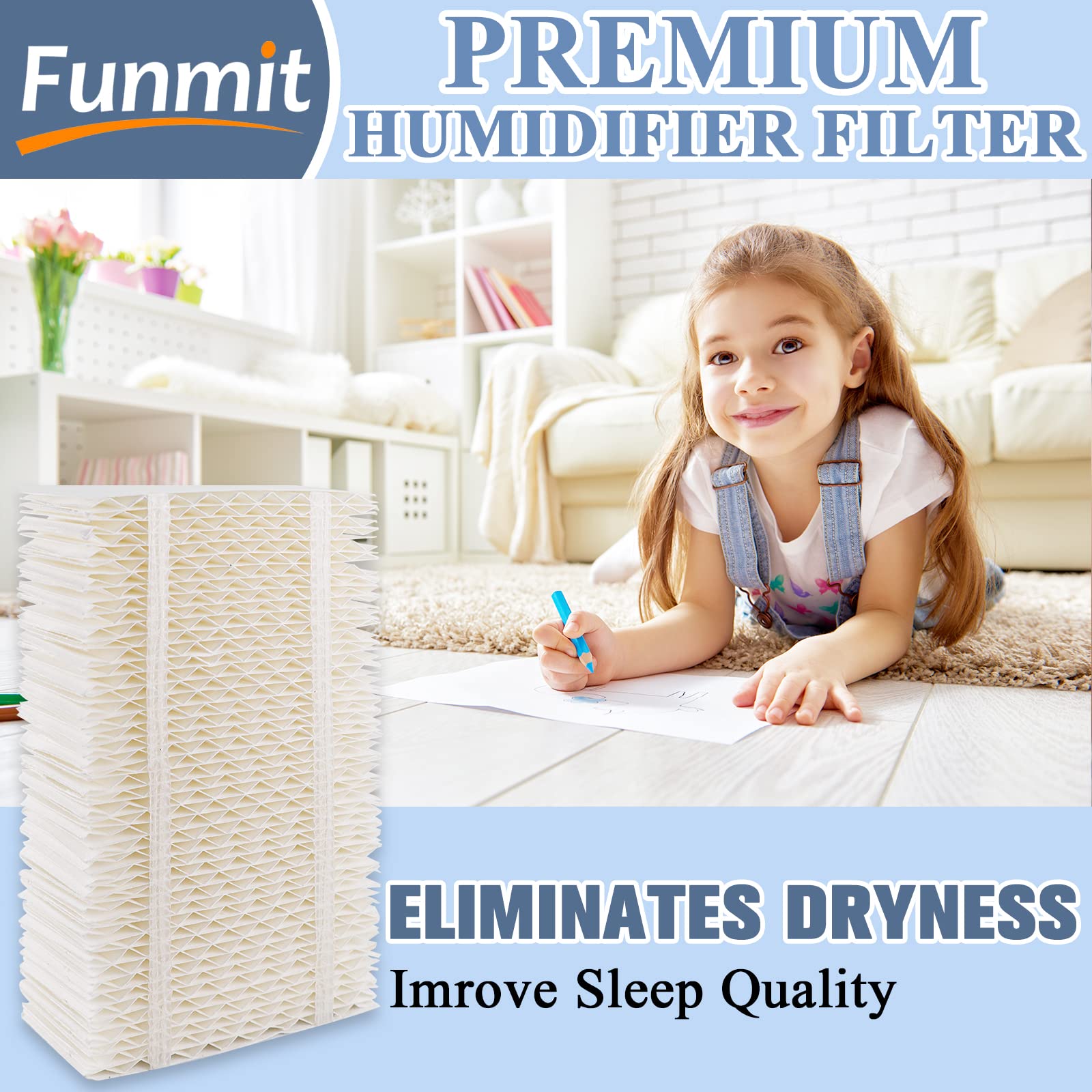 Funmit HDC411 Super Humidifier Wick Filter Replacement for AIRCARE EssickAir MoistAIR HDC411 14416 HD1205 HD12050 HD1211 HD12110, 4 Pack