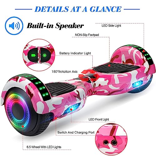 FLYING-ANT Hoverboard with Seat Attachment, 6.5β Self Balancing Scooter with Hoverkart, Hoverboards with Bluetooth and LED Lights, Best Gift for Kids and Teenagers,Shipping from USA