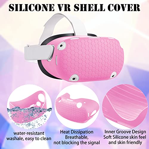 Accessories Compatible with Oculus Quest 2 Silicone Touch Controller Grip Cover, Face Cover, Headset Shell Cover, Protective Lens Case, Disposable Eye Sleeves
