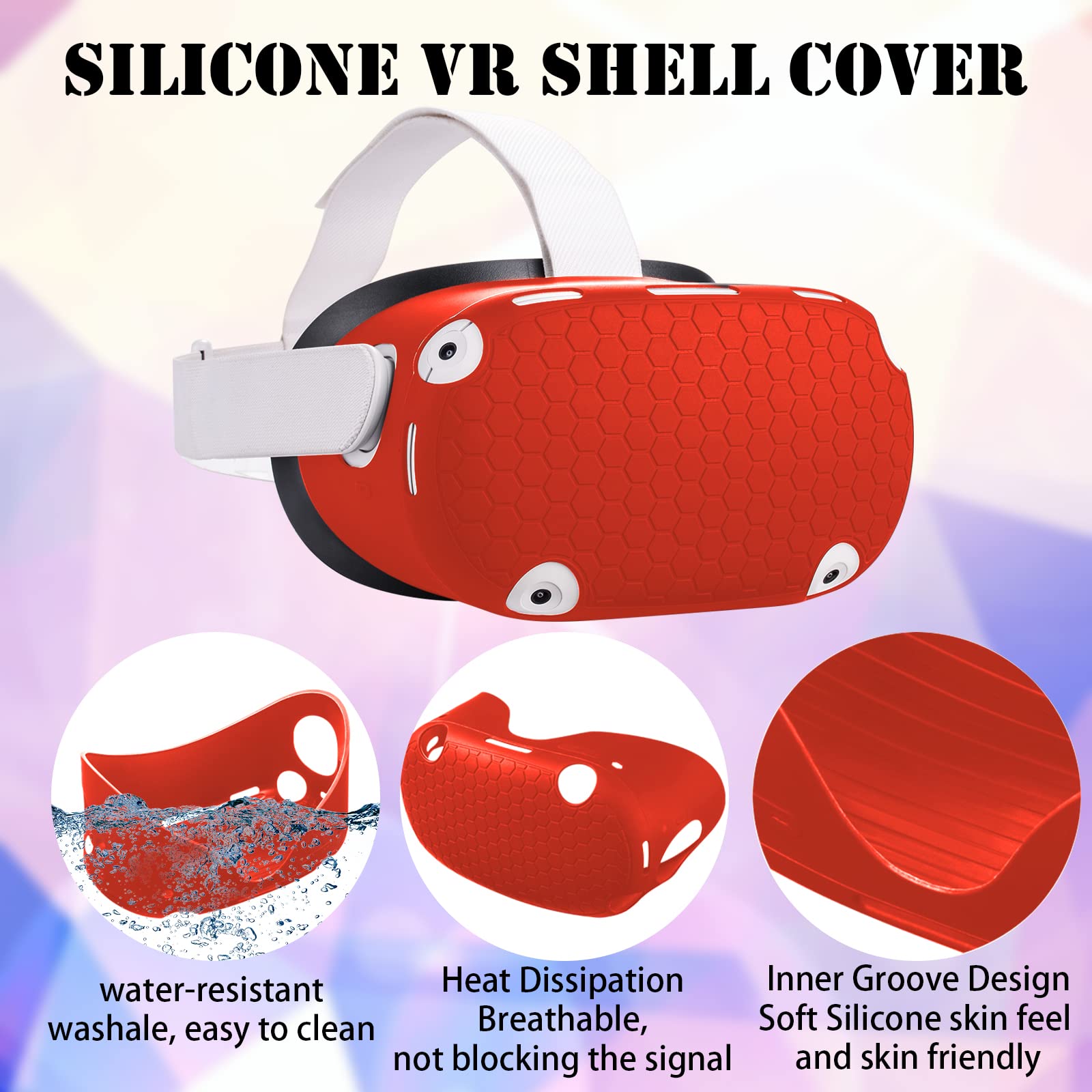 Accessories Compatible with Oculus Quest 2 Silicone Touch Controller Grip Cover, Face Cover, Headset Shell Cover, Protective Lens Case, Disposable Eye Sleeves