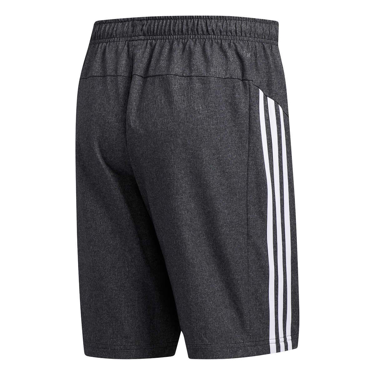 adidas Men’s Woven Active Short (Medium, Black/White Stripe)
