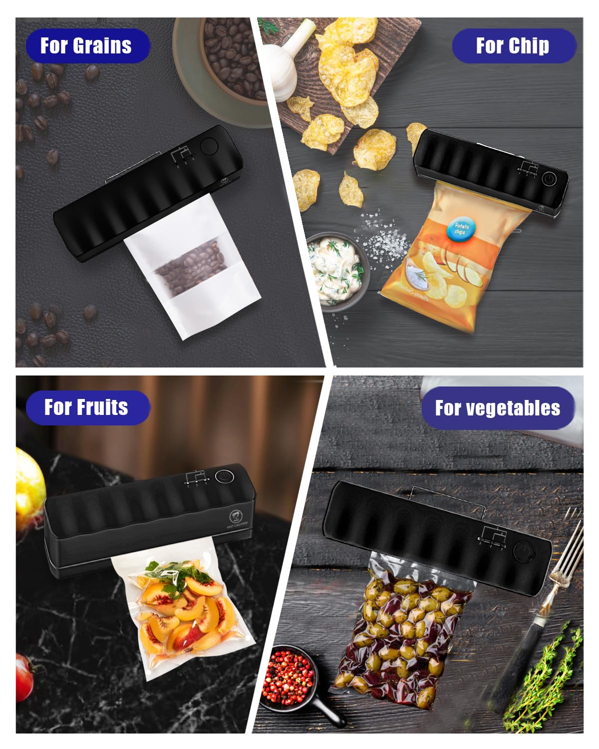 Bag Sealer Mini Rechargeable,3000mAh Heat Sealer Machine with 5 Adjustable Gears Chip Bag Resealer,Plastic Bag Sealer for Food Snack Bags Storage(black)
