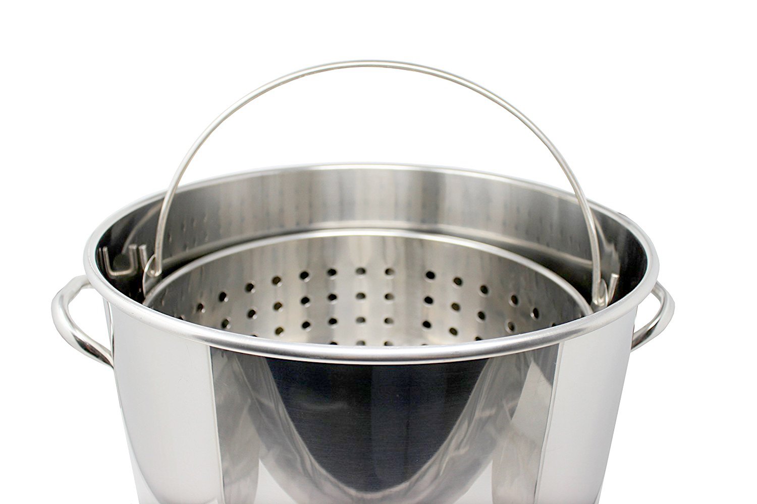 Ballington 13-Gal 16" Stainless Steel Stock Pot w Deep Steamer/Boil Basket & Lid