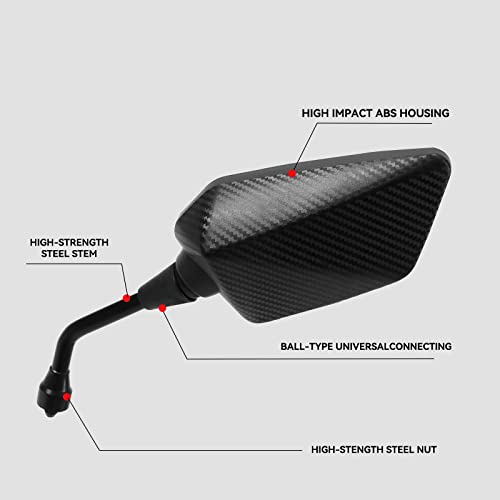 Esploratori ATV Mirror, Side Rearview Mirrors for Bike Motorcycle ATV Scooter Cruiser with 8mm 10mm Bolt, 7/8" Handle Bar Mount Clamp Compatible with Suzuki Yamaha Honda Kawasaki Victory and More