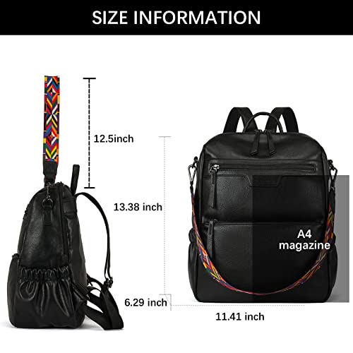 BOSTANTEN Backpack Purse for Women Fashion Designer Travel Backpack Leather Convertible Shoulder Bags Casual Daypack Black