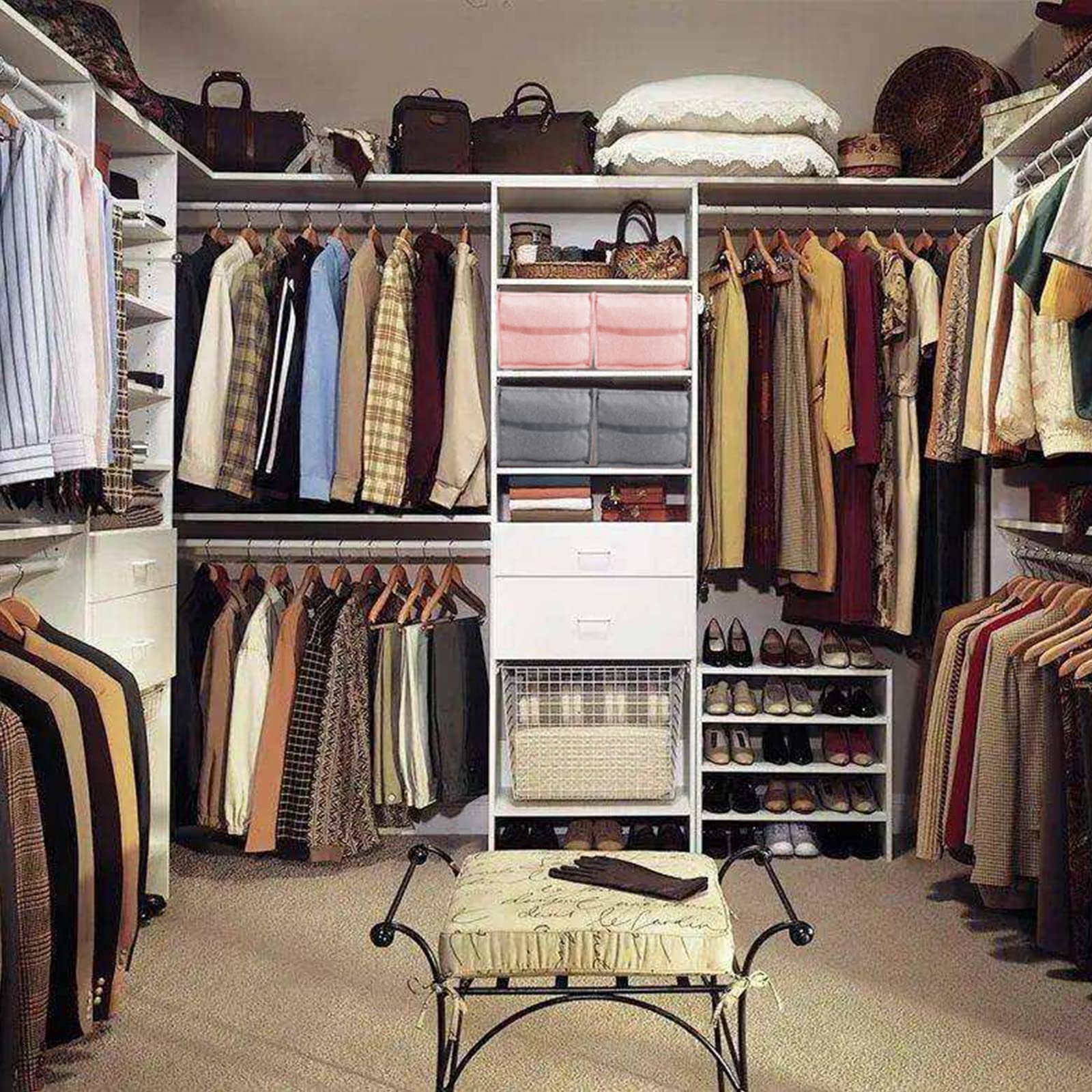 DOB SECHS Large 9 Grids Wardrobe Clothes Organizer, Upgraded Organizer for Folded Clothes, for Jeans, Underwear, Tight pants, Scarves, Sweater, T-Shirts, Dresses(Grey)