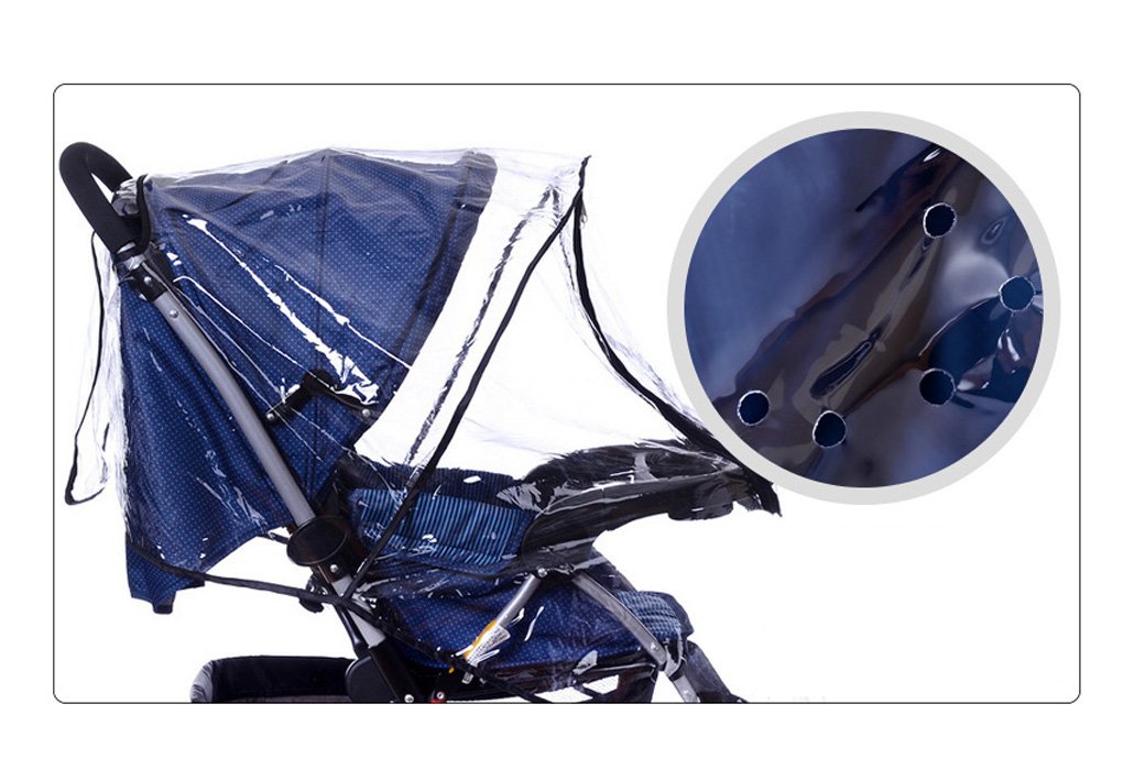 Clear Stroller Rain Cover Travel Weather Shield Breathable Windproof Waterproof Baby Pram Stroller Rain Cover Canopy Protect from Rain Wind Sun Dust Snow Universal Baby Stroller Accessories
