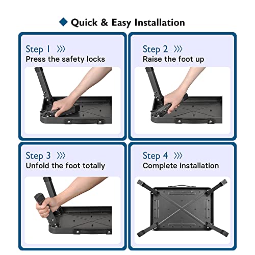 BONTEC One Step Stool, Portable Folding Metal 1-Step Steel Ladder Stool, 330lbs Capacity Foldable Wide Single Black Foot Stool for Adults or Children in Kitchen Toilet RV Camping Office