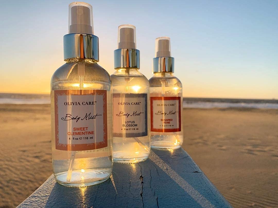 Olivia Care Body Mist Trio, 3 Scents: Lotus Blossom, Sugared Rose, Sweet Clementine (3 Bottles Total (1 of Each Scent))