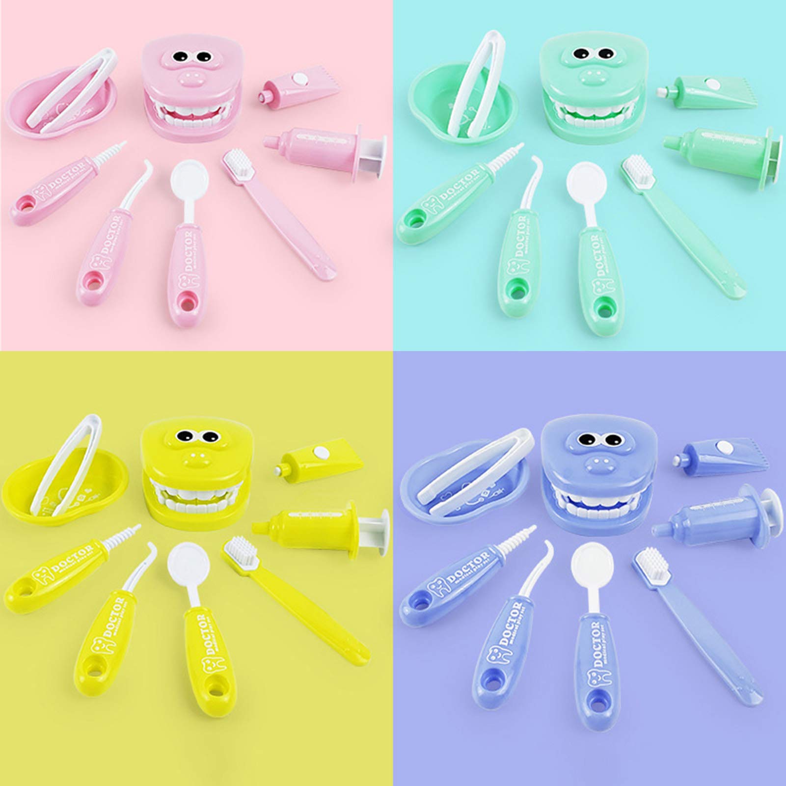 Doctor Kit for Kids, 9Pcs/Set Kids Educational Dental Scene Toys Preschool Teaching Brushing Game (Purple)