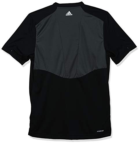 adidas mens Activated Tech Tee Black/Grey Large