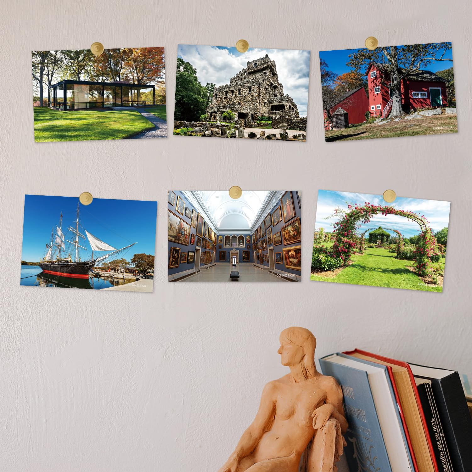 Dear Mapper Vintage United States Connecticut Landscape Postcards Pack 20pc/Set Postcards from Around the World Greeting Cards for Business World Travel Postcard for Mailing Decor Gift