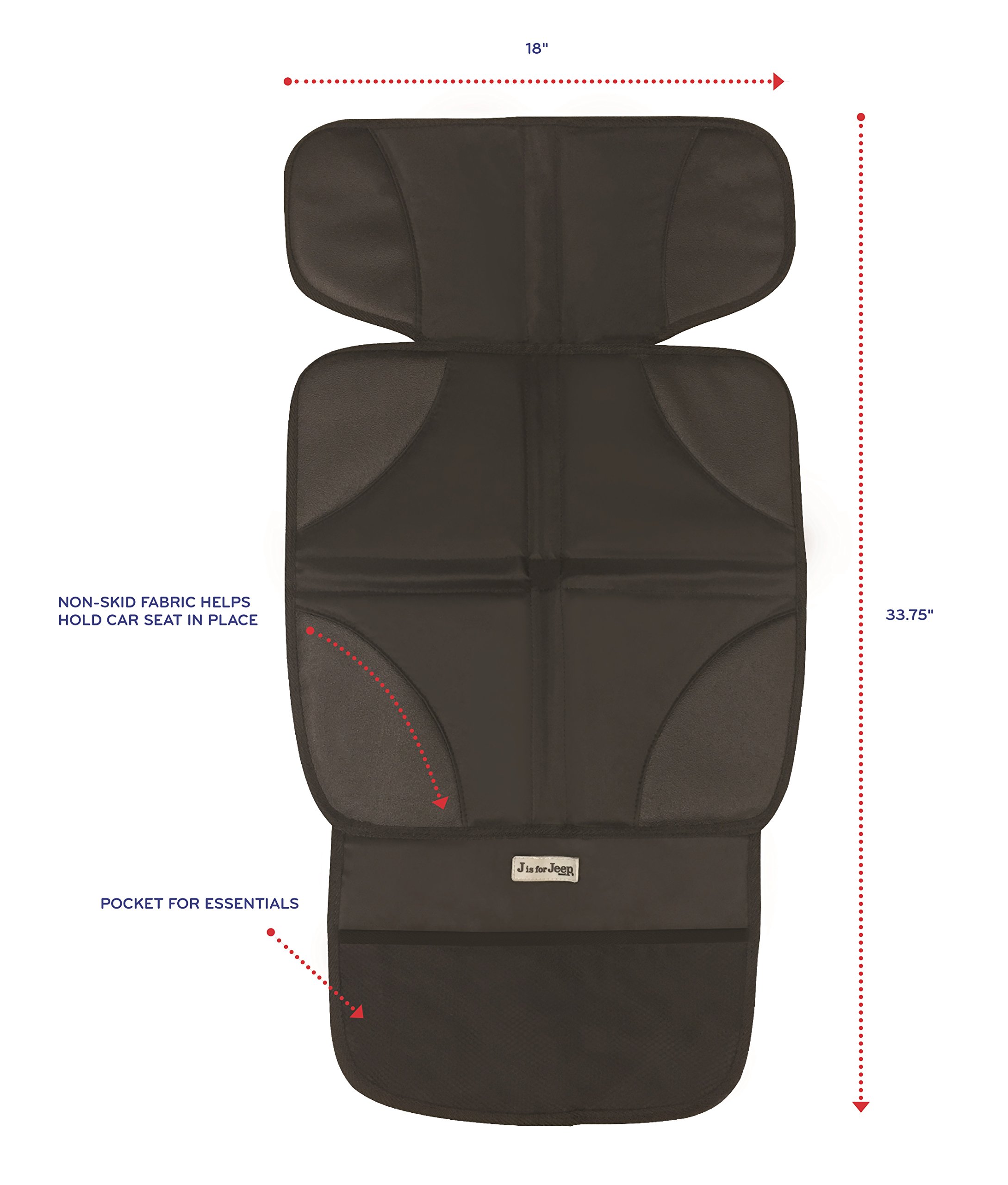 Jeep Car Seat Protector, Anti Slip Car Seat Mat, Seat Protector for Car Seat and Pets, Water Resistant seat Back Protector, Easy Clean Car Seat Protector, Fits Most Vehicles, Safe for Babies, Black