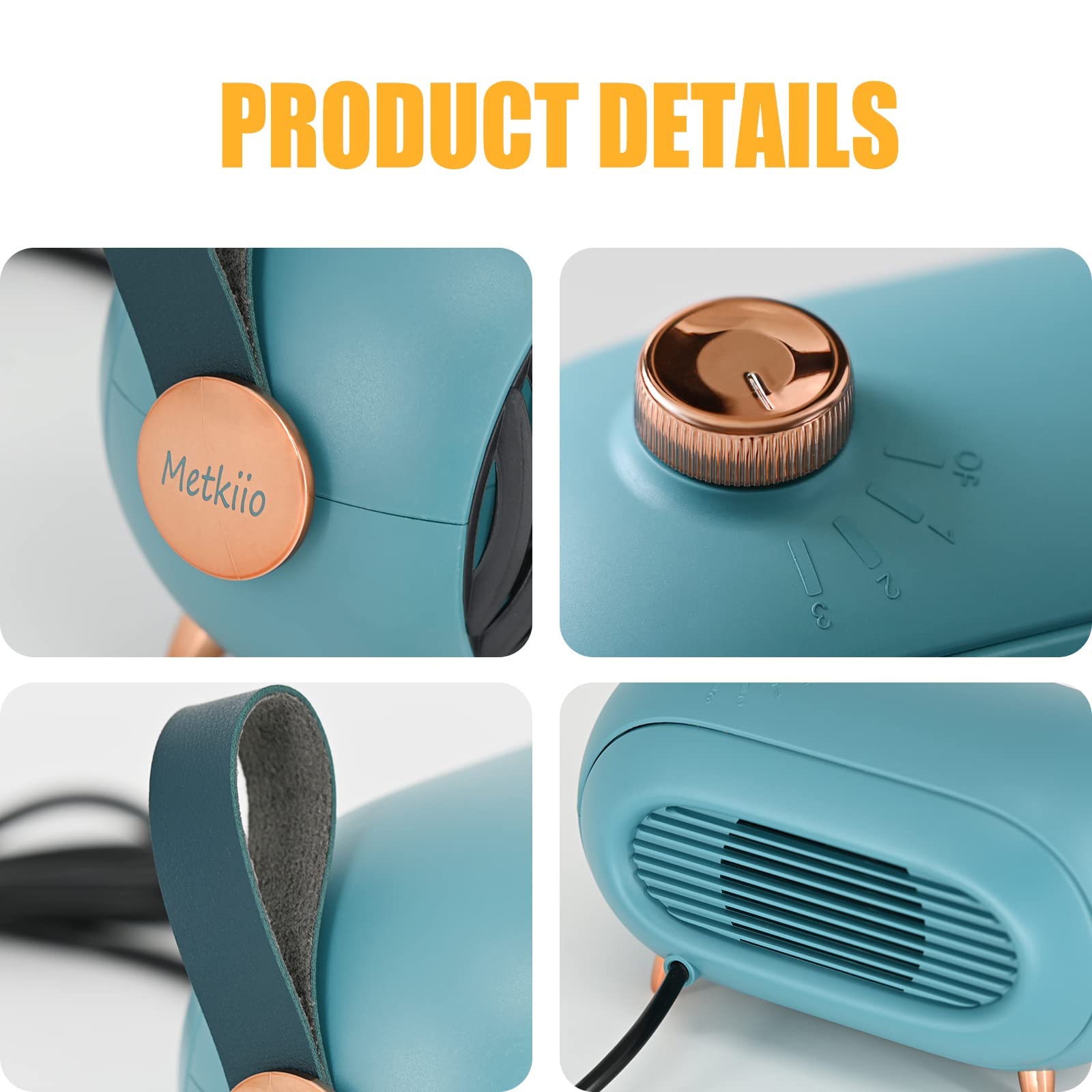 METKIIO Portable Mini Small Space Heater for Home and Office β Energy-Efficient with Overheating Protection β Retro Heater for Bedroom, Camping Tent, RV Trailer,Green