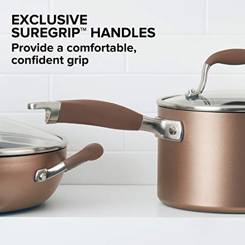 Anolon Advanced Hard Anodized Nonstick Divided Grill / Griddle Pan / Skillet - 12.5 Inch, Bronze,84122